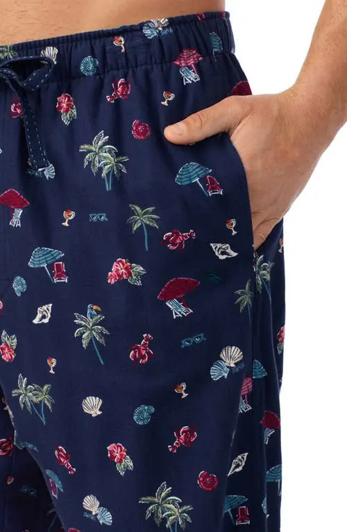 Tommy Bahama Cotton Flannel Drawstring Pajama Pants - Navy