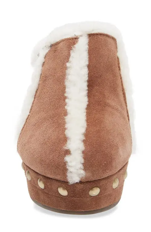 CHOCOLAT BLU Greer Genuine Shearling Platform Clog - Brown Suede