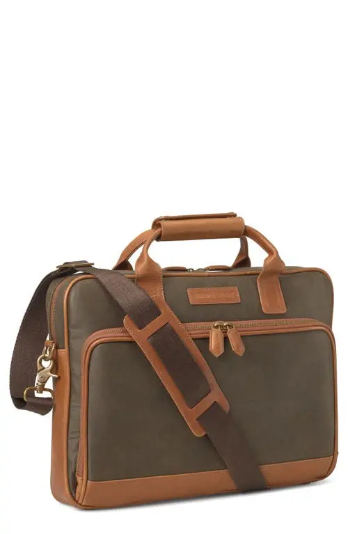 Johnston & Murphy Rhodes Antique Cotton & Leather Briefcase - Brown
