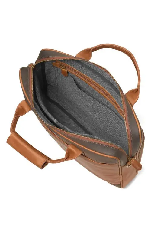 Johnston & Murphy Rhodes Antique Cotton & Leather Briefcase - Brown
