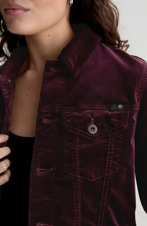 Ag Isa Crop Velvet Trucker Jacket