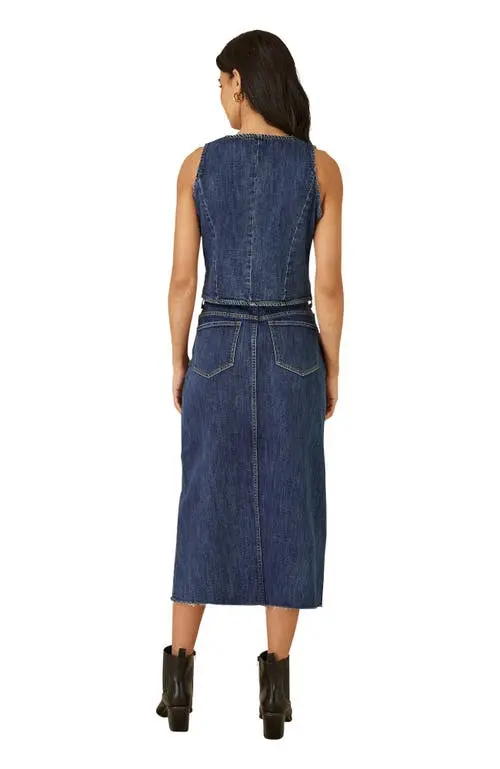 YUMI Button-up Stretch Denim Waistcoat