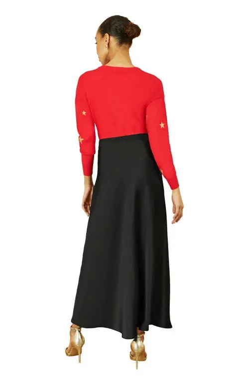 YUMI Satin Midi Skirt