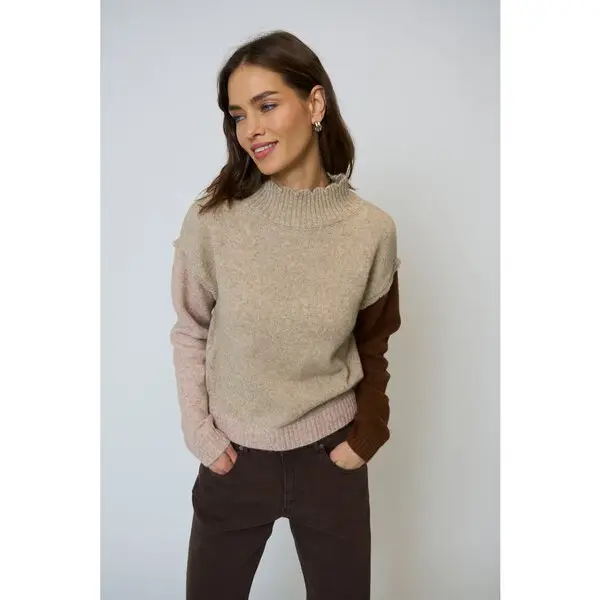 Central Park West Olivia Ruffle Turtleneck Sweater