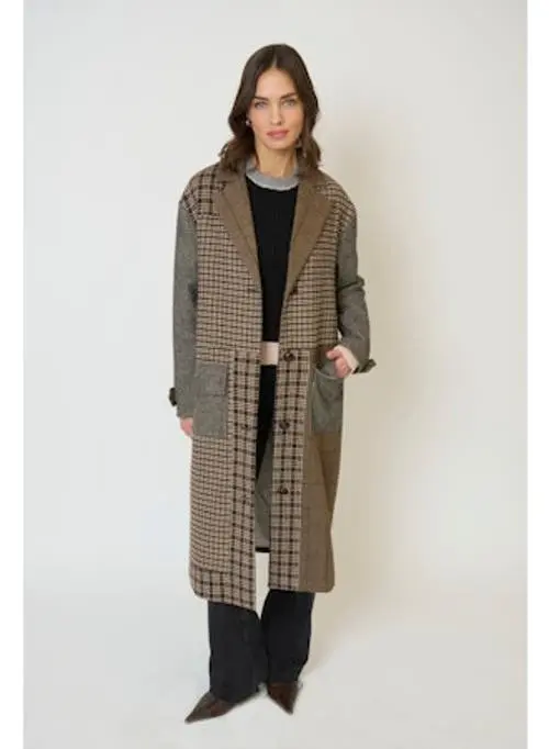 Central Park West Raven Patchwork Long Coat