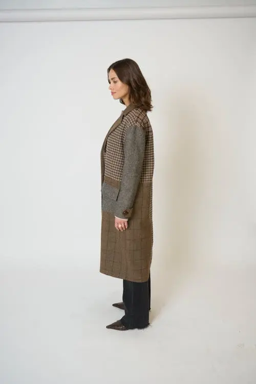 Central Park West Raven Patchwork Long Coat