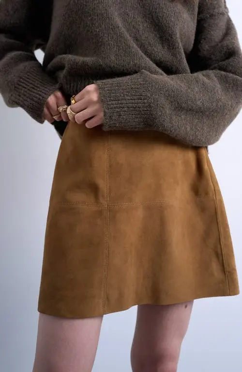 Topshop Paneled Suede Miniskirt