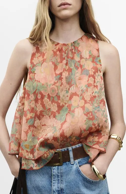 Mango Floral Print Sleeveless Top
