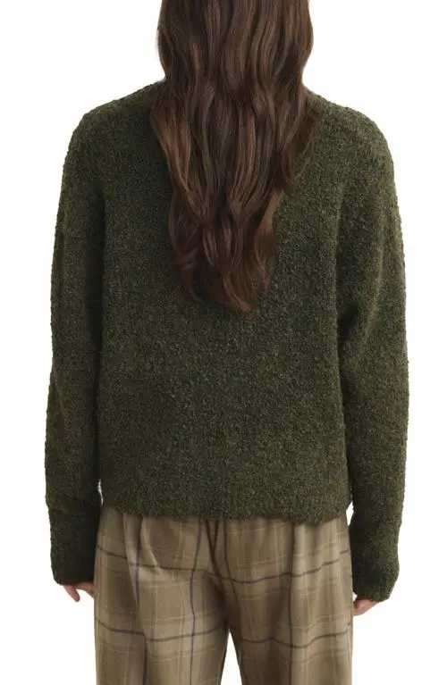 Mango Bouclé Knit Crewneck Sweater - Green