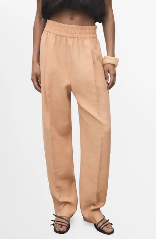 Mango Elastic Waist Lyocell-blend Straight-leg Pants