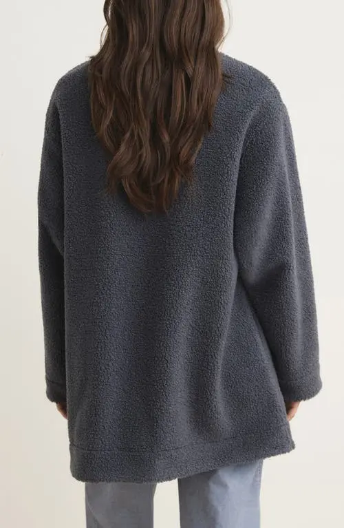 Mango Oversized High Pile Fleece Half-zip Pullover - Ink Blue