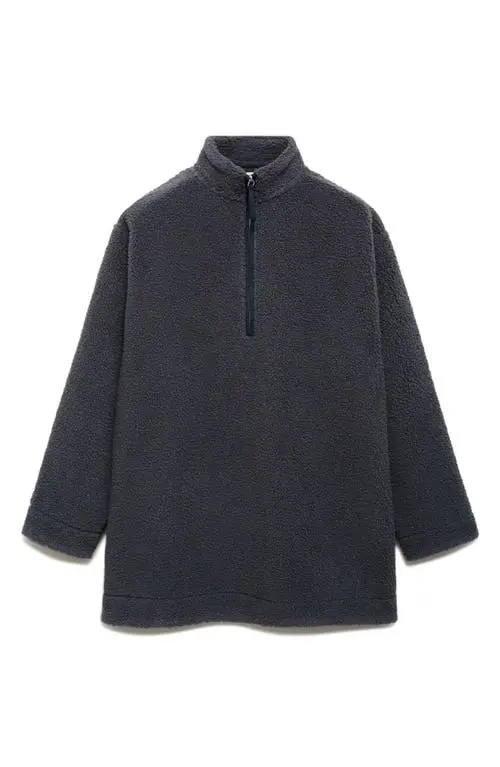 Mango Oversized High Pile Fleece Half-zip Pullover - Ink Blue