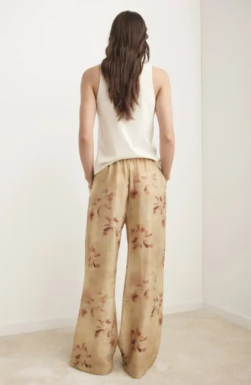 Mango Leaf Print Wide-leg Drawstring Trousers