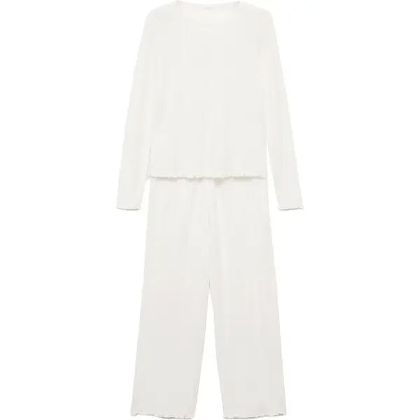 Mango Pointelle Cotton Pajamas - White