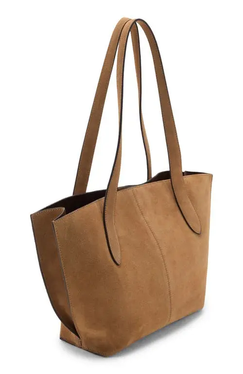 Mango Mini Suede Shopper Bag - Medium Brown