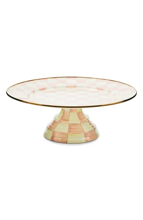 MACKENZIE-CHILDS Check Large Pedestal Platter - Rosy