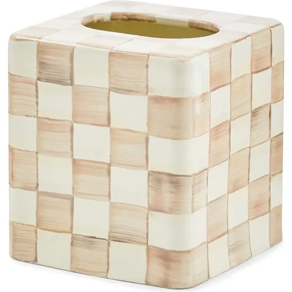 MACKENZIE-CHILDS Check Boutique Tissue Box Cover - Mocha