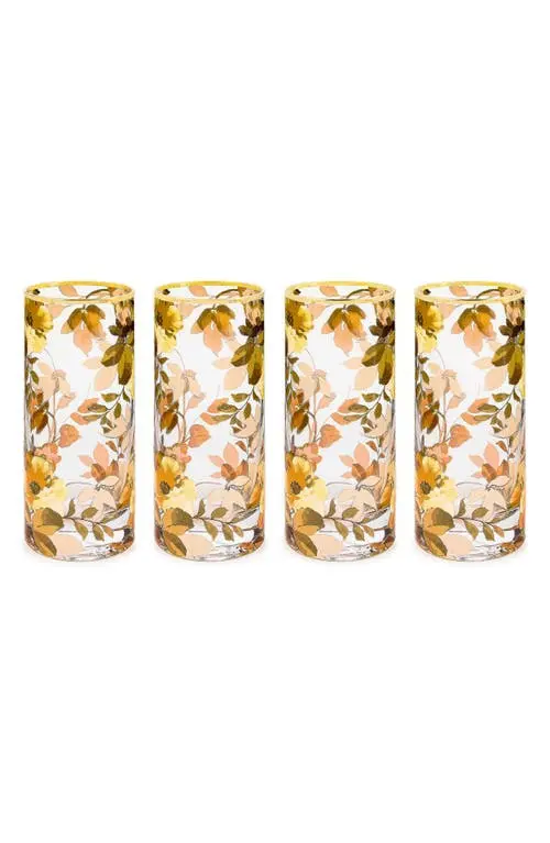 MACKENZIE-CHILDS Set Of 4 Wild Rose Highball Glasses - Pink