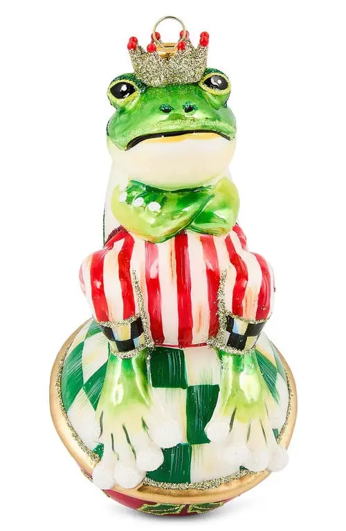 MACKENZIE-CHILDS Check It Out Mr. Jingles Glass Ornament - Green