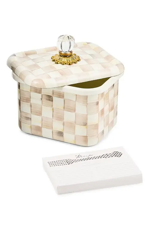 MACKENZIE-CHILDS Check Enameled Steel Recipe Box - Mocha