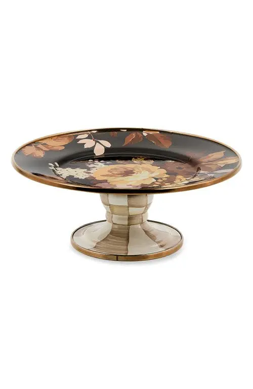 MACKENZIE-CHILDS Wild Rose Mini Pedestal Platter - Brown