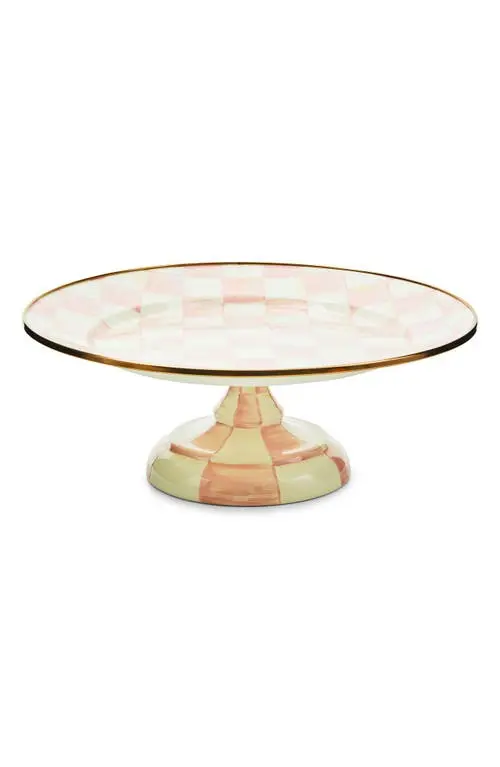 MACKENZIE-CHILDS Check Small Pedestal Platter - Rosy