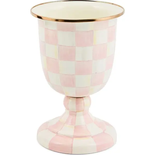 MACKENZIE-CHILDS Check Pedestal Vase - Rosy