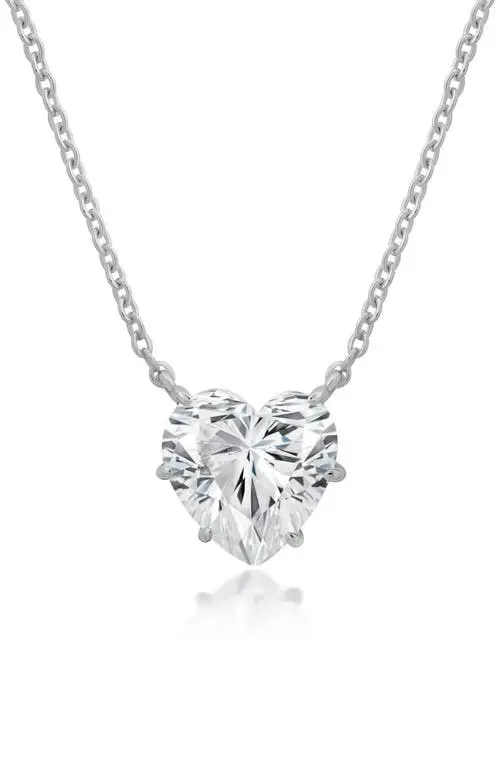 CRISLU Adore Heart Pendant Necklace - Pure Platinum/clear Stone