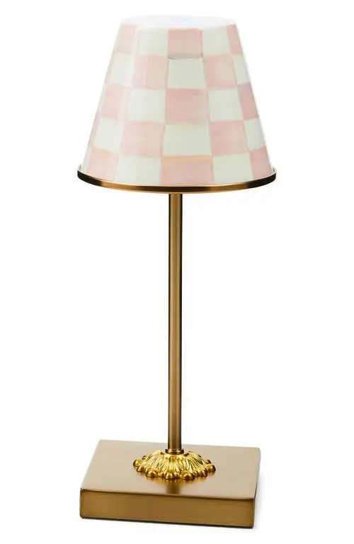 MACKENZIE-CHILDS Check Led Rechargeable Cafe Table Lamp - Rosy