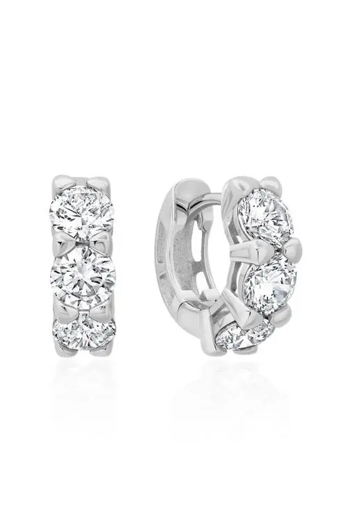 CRISLU Brilliant Cubic Zirconia Huggie Hoop Earrings - Pure Platinum/clear Stone