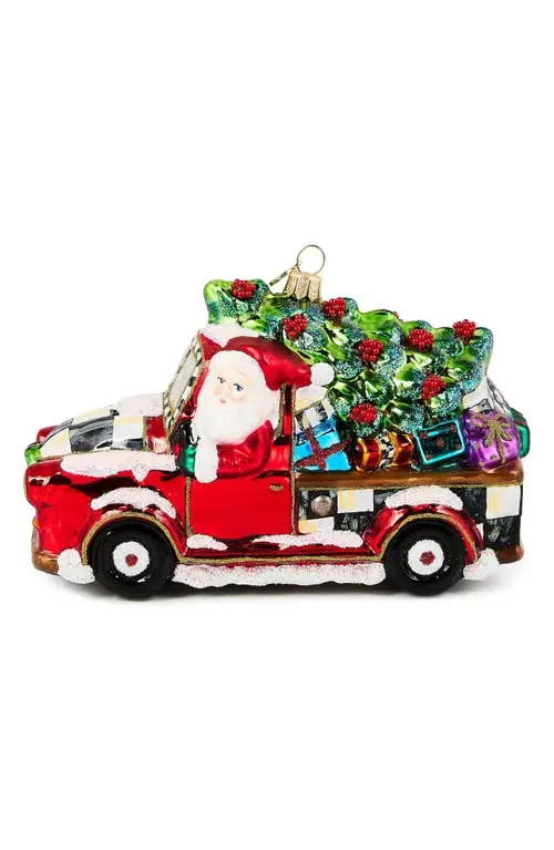 MACKENZIE-CHILDS Santa Hitting The Road Glass Ornament