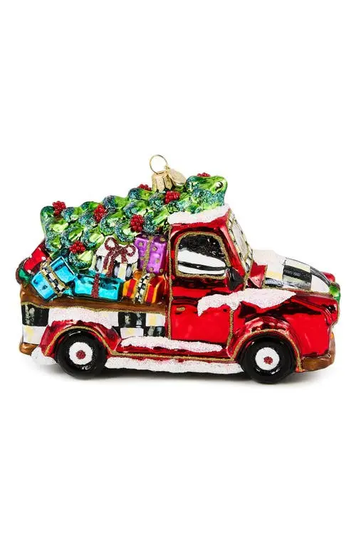 MACKENZIE-CHILDS Santa Hitting The Road Glass Ornament