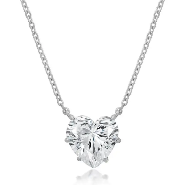 CRISLU Adore Heart Pendant Necklace - Pure Platinum/clear Stone