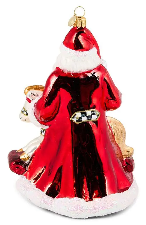 MACKENZIE-CHILDS Santa With Rocking Horse Glass Ornament