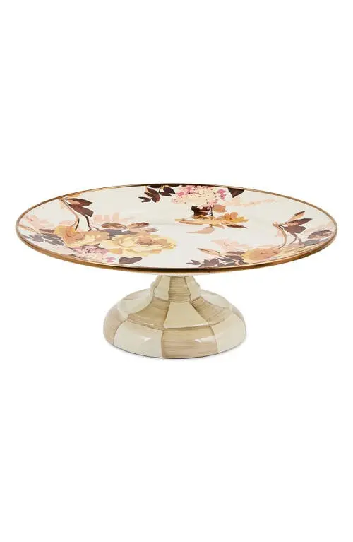 MACKENZIE-CHILDS Wild Rose Small Pedestal Platter - White