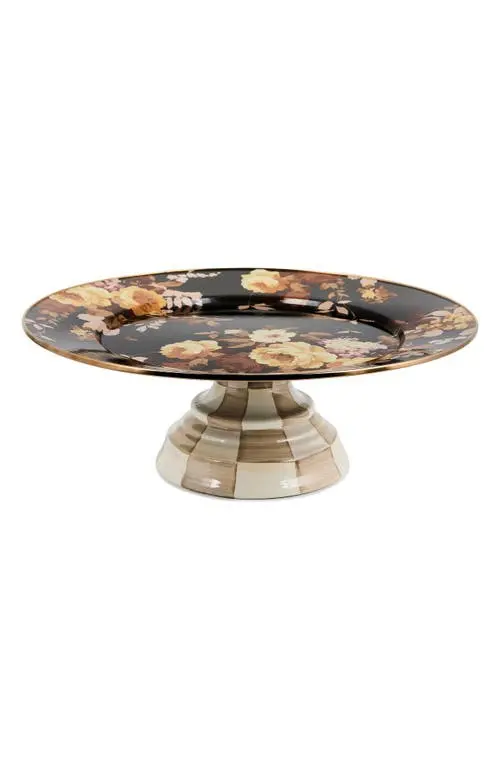 MACKENZIE-CHILDS Wild Rose Large Pedestal Platter - Brown