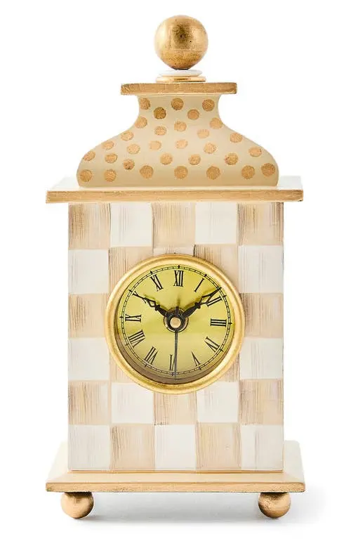 MACKENZIE-CHILDS Mocha Check Desk Clock - Beige/white