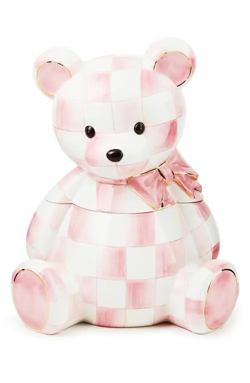 MACKENZIE-CHILDS Check Bear Cookie Jar - Rosy