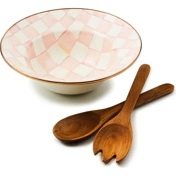 MACKENZIE-CHILDS Check Salad Serving Set - Rosy