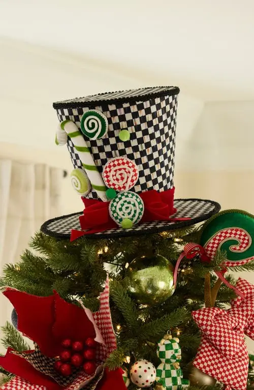 MACKENZIE-CHILDS Check It Out Top Hat Tree Topper
