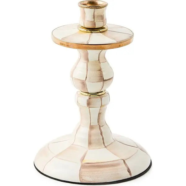 MACKENZIE-CHILDS Small Check Candlestick Holder - Mocha