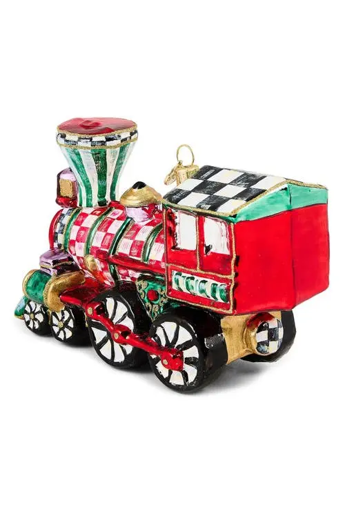 MACKENZIE-CHILDS Check It Out Train Glass Ornament