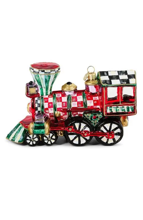 MACKENZIE-CHILDS Check It Out Train Glass Ornament
