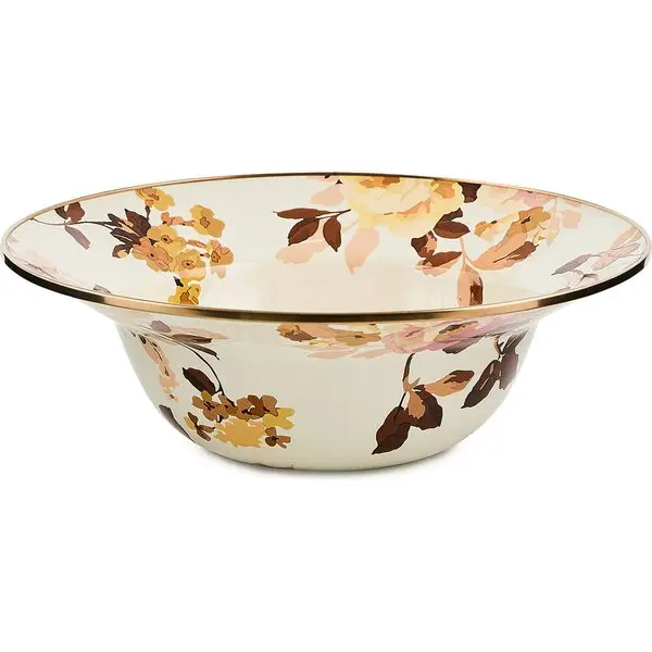 MACKENZIE-CHILDS Wild Rose Enameled Steel Serving Bowl - White