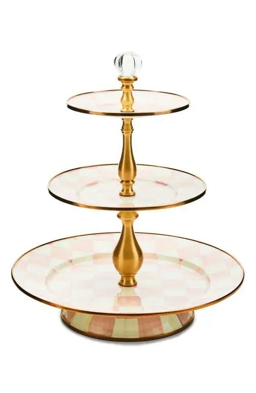 MACKENZIE-CHILDS Check Three Tier Sweet Stand - Rosy
