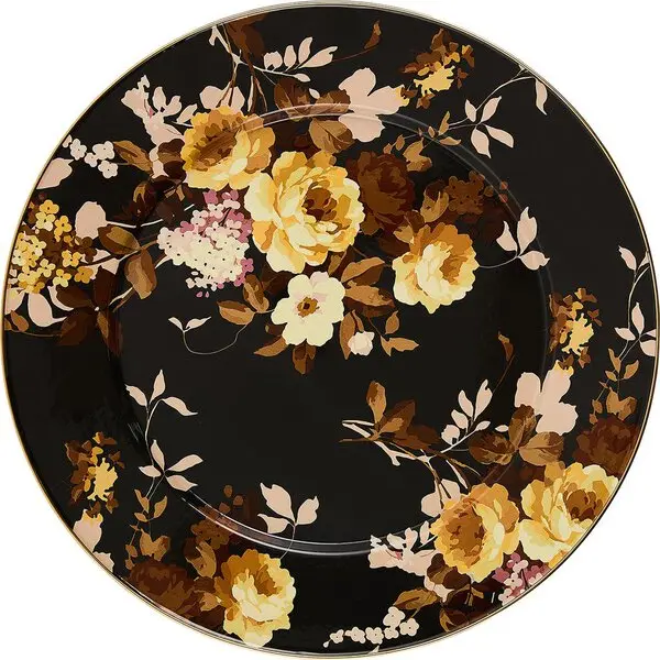 MACKENZIE-CHILDS Wild Rose Enameled Steel Serving Platter - Brown
