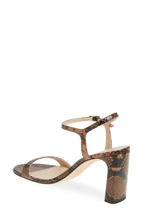 STUART WEITZMAN Babette 85 Snakeskin Embossed Ankle Strap Sandal
