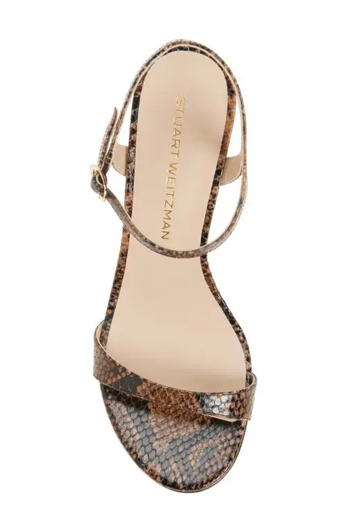 STUART WEITZMAN Babette 85 Snakeskin Embossed Ankle Strap Sandal