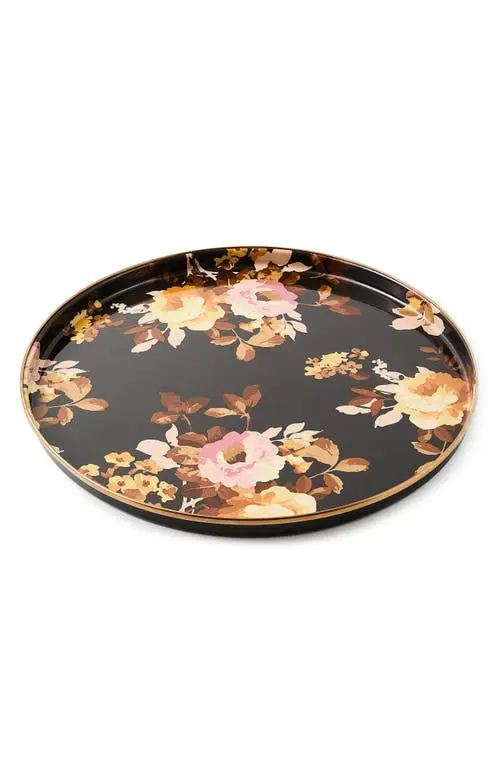 MACKENZIE-CHILDS Wild Rose Enamel Round Tray - Brown