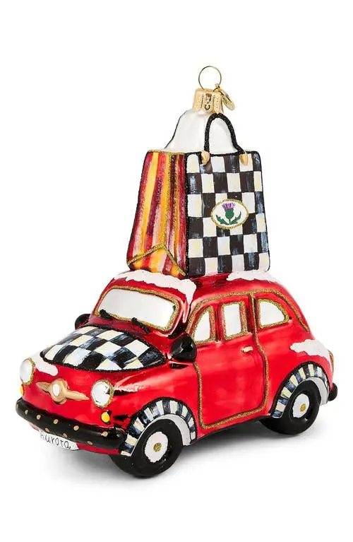 MACKENZIE-CHILDS Check It Out Car Glass Ornament - Red